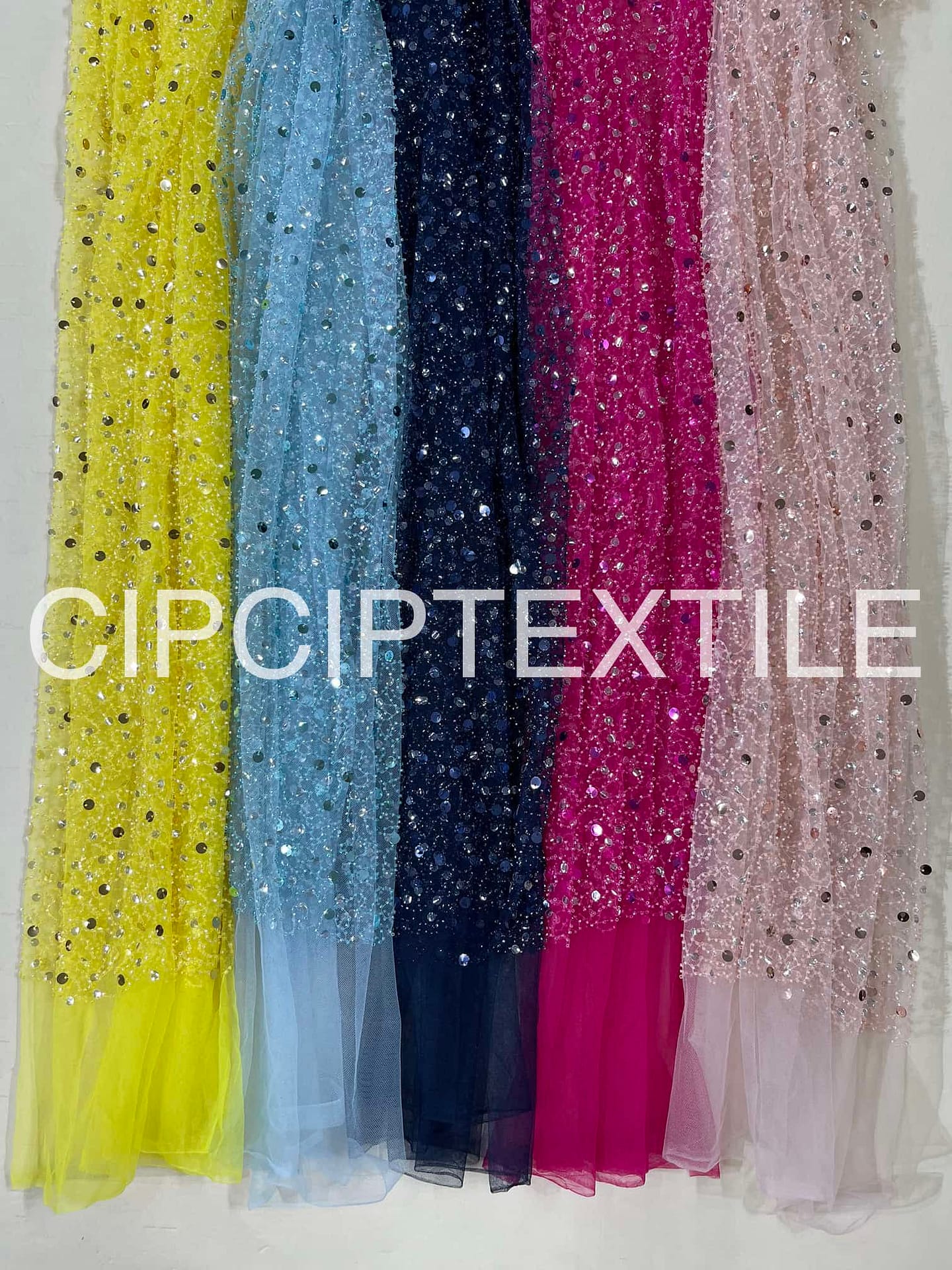 NEW (NAVY BLUE) ORBIT COUTURE BEADED SEQUIN LACE - CIPCIPTEXTILE